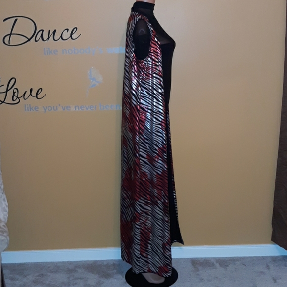 Tops | Custom Metallic Silver Black Red Duster Size Lar | Poshmark
